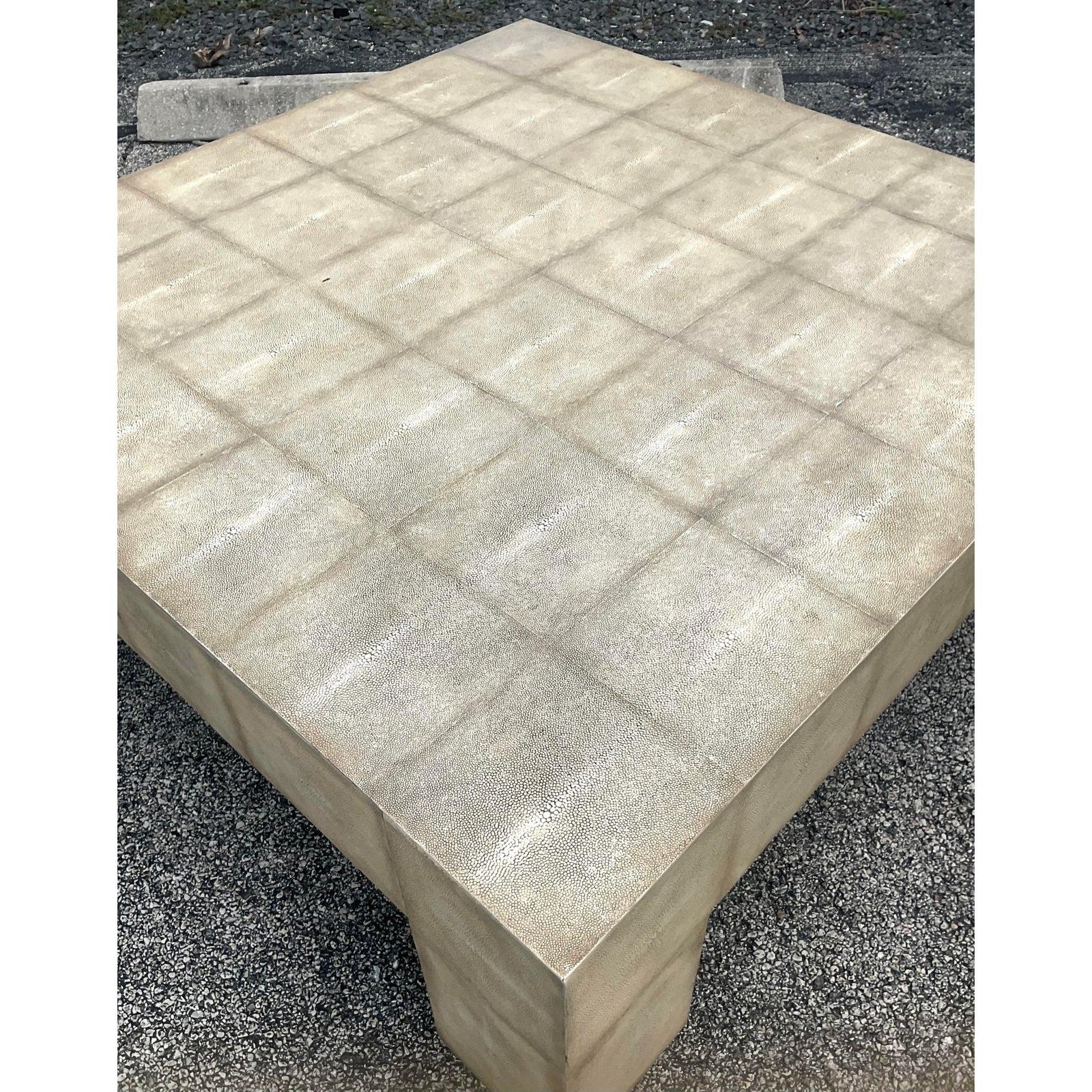Late 20th Century Vintage Boho Monumental Shagreen Cocktail Table After ...