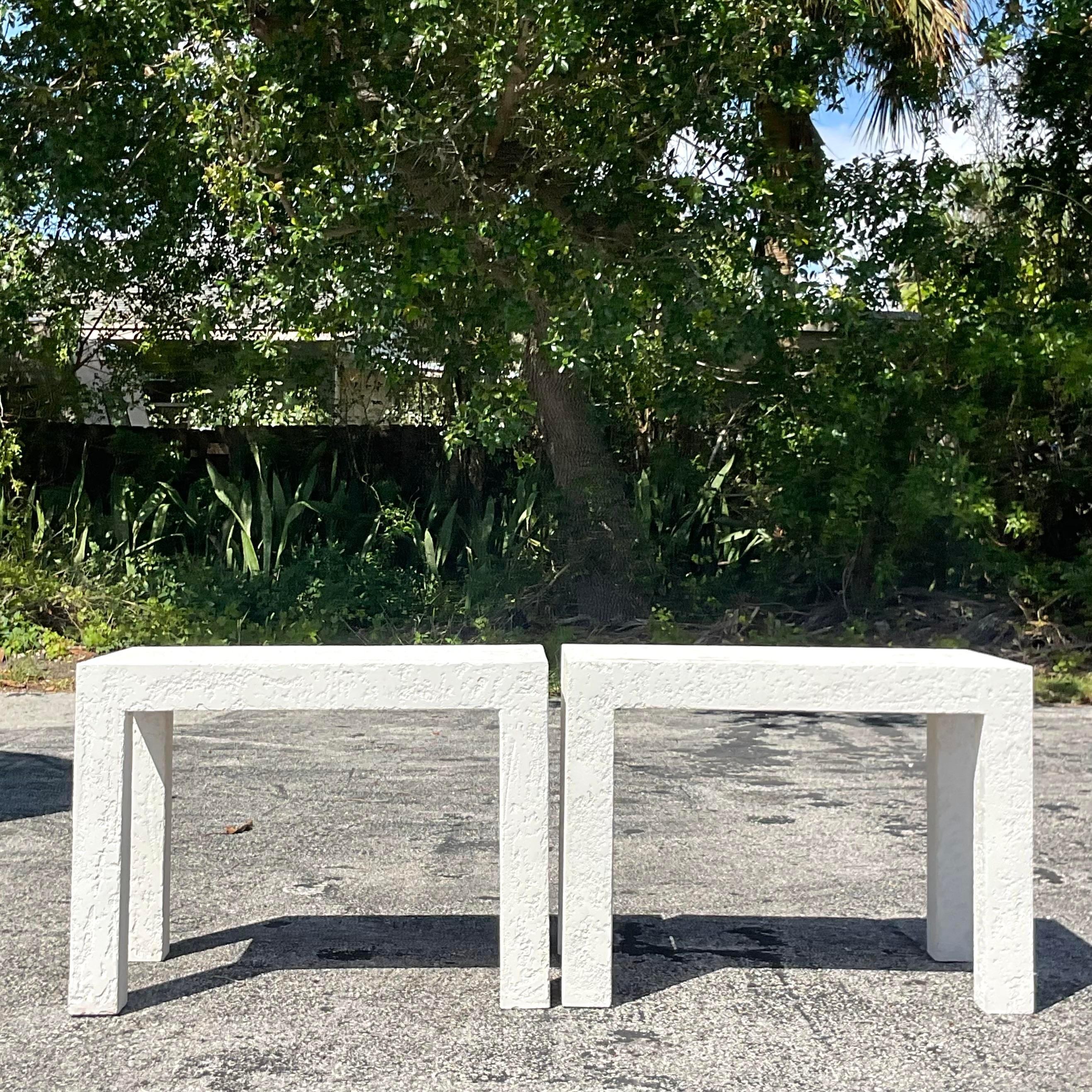 Late 20th Century Vintage Boho Plaster Side Tables - a Pair For Sale at ...
