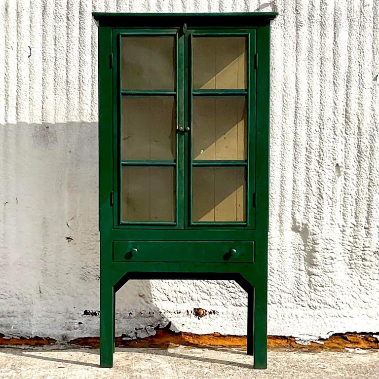 Late 20th Century Vintage Boho Rustic Screen Panel Pie Cupboard at 1stDibs
