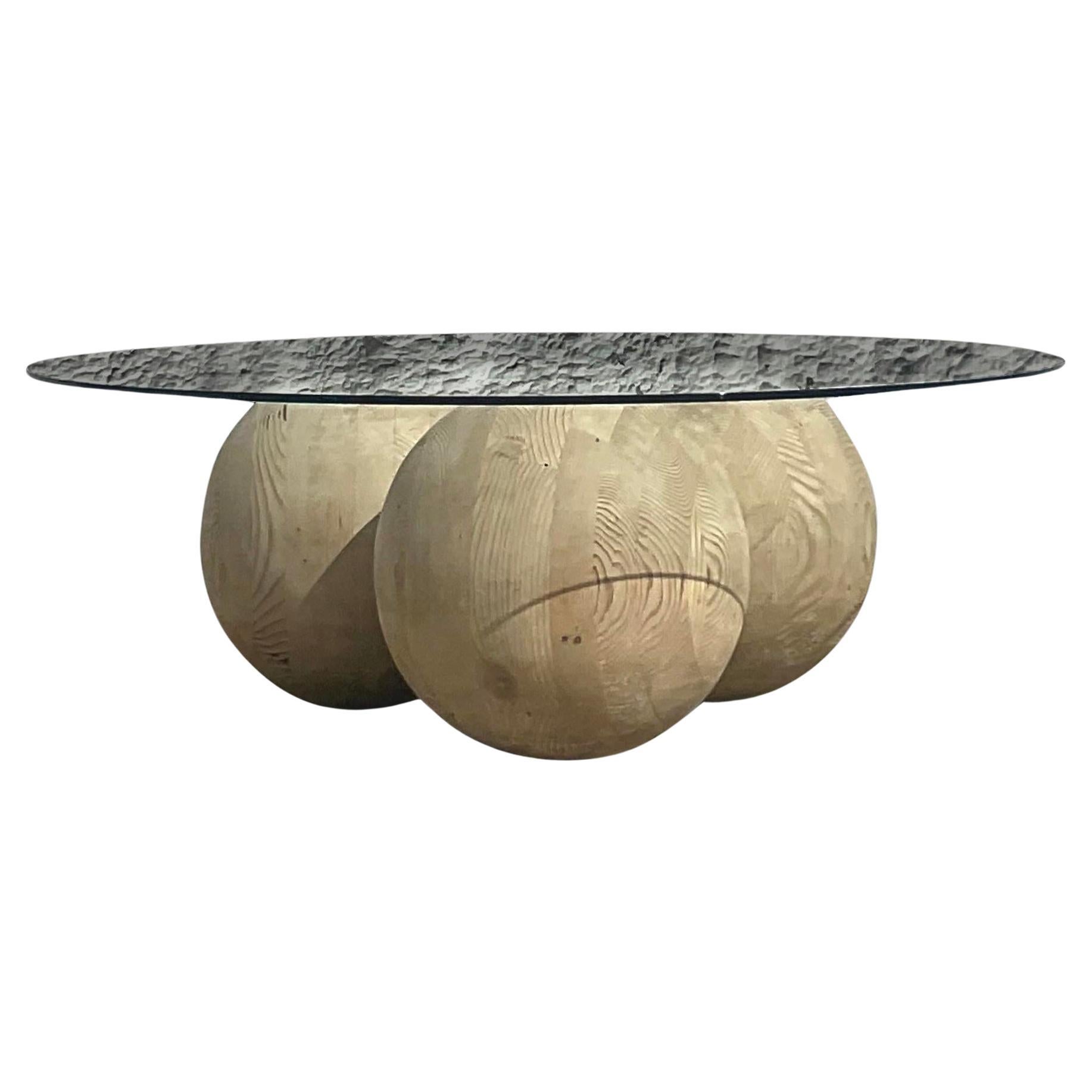 Late 20th Century Vintage Boho Wood Sphere Coffee Table For Sale at 1stDibs