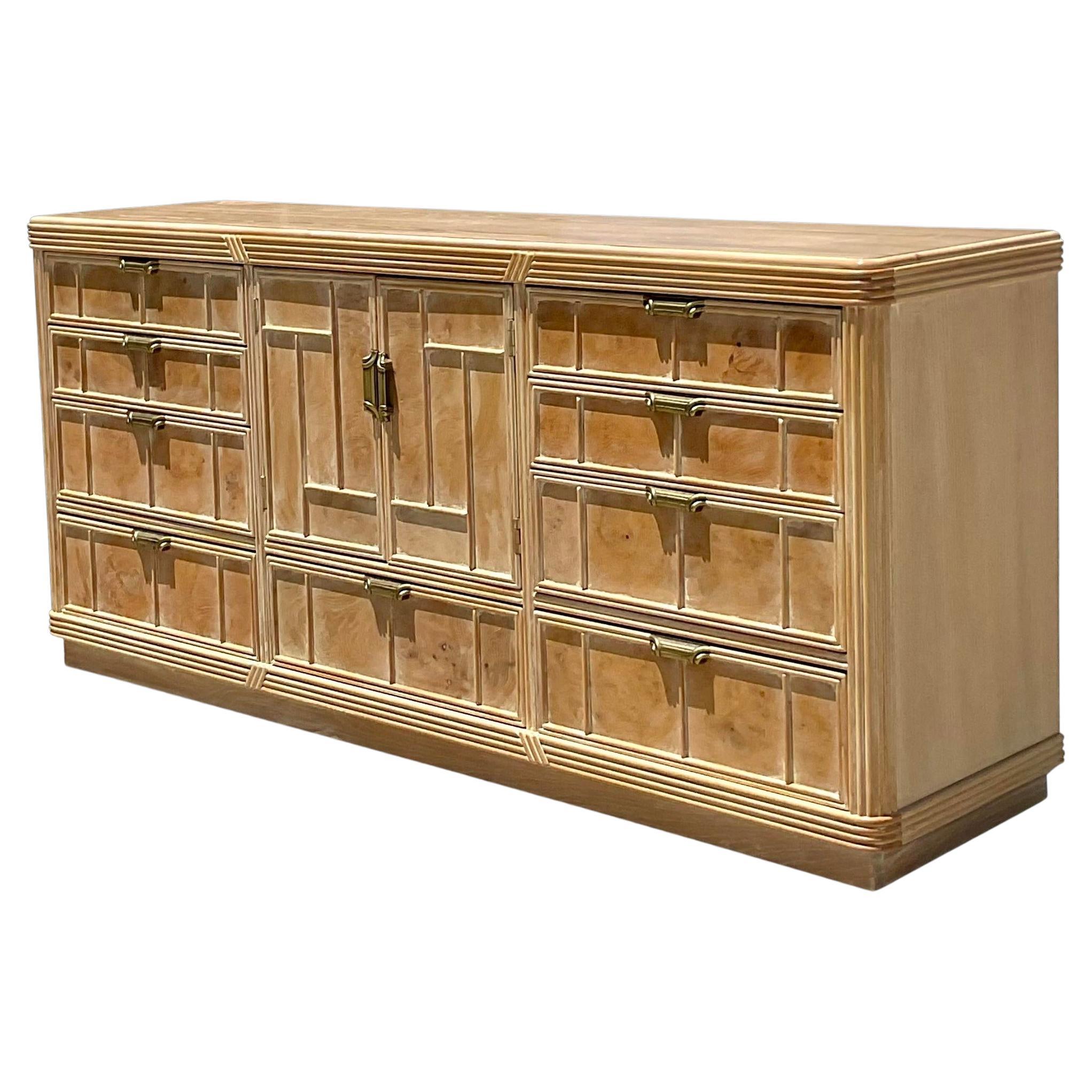 Vintage Rustic Turned Wood Credenza at 1stDibs