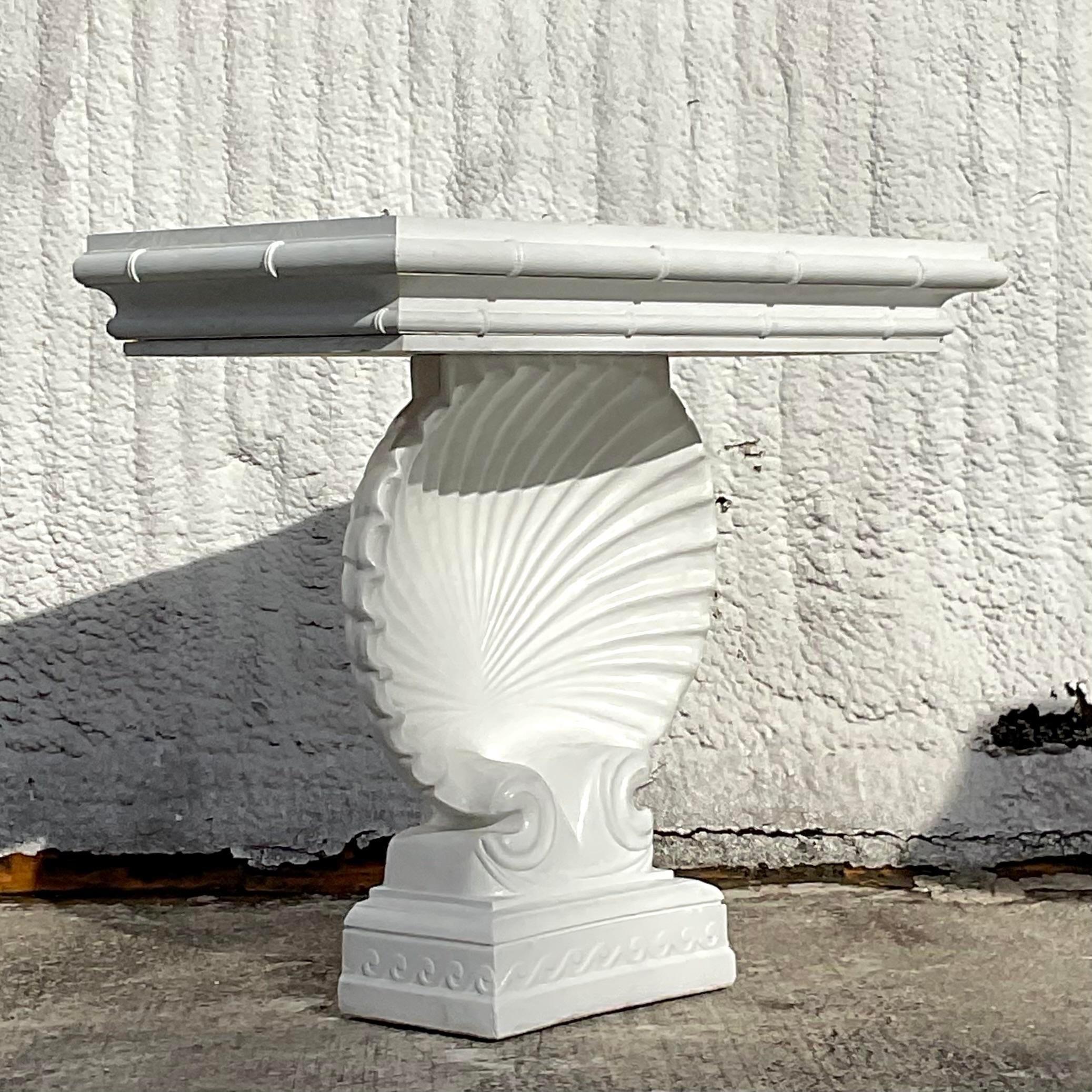 Late 20th Century Vintage Coastal Plaster Clam Shell Console Table For ...