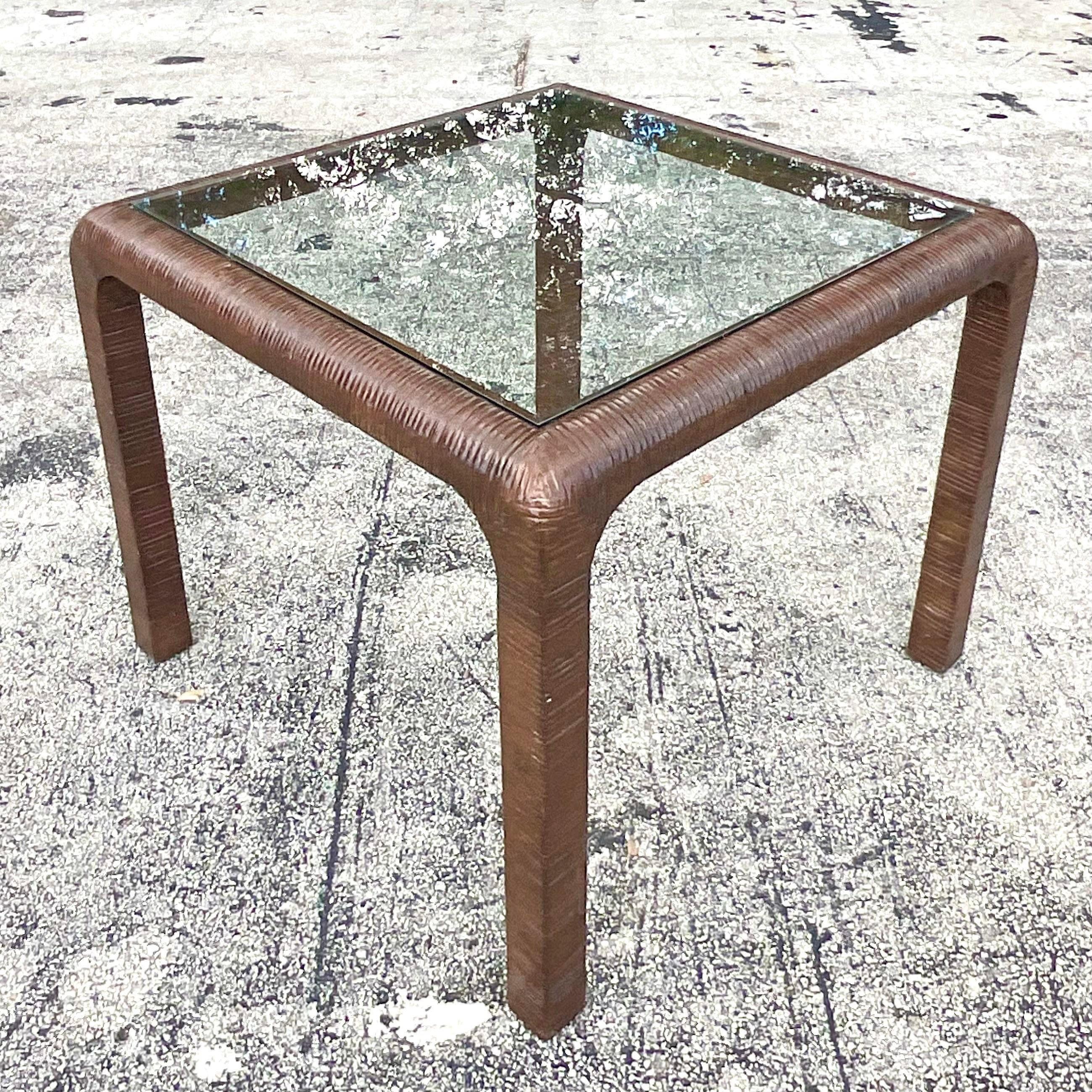 Late 20th Century Vintage Coastal Wrapped Rattan Game Table For Sale at ...