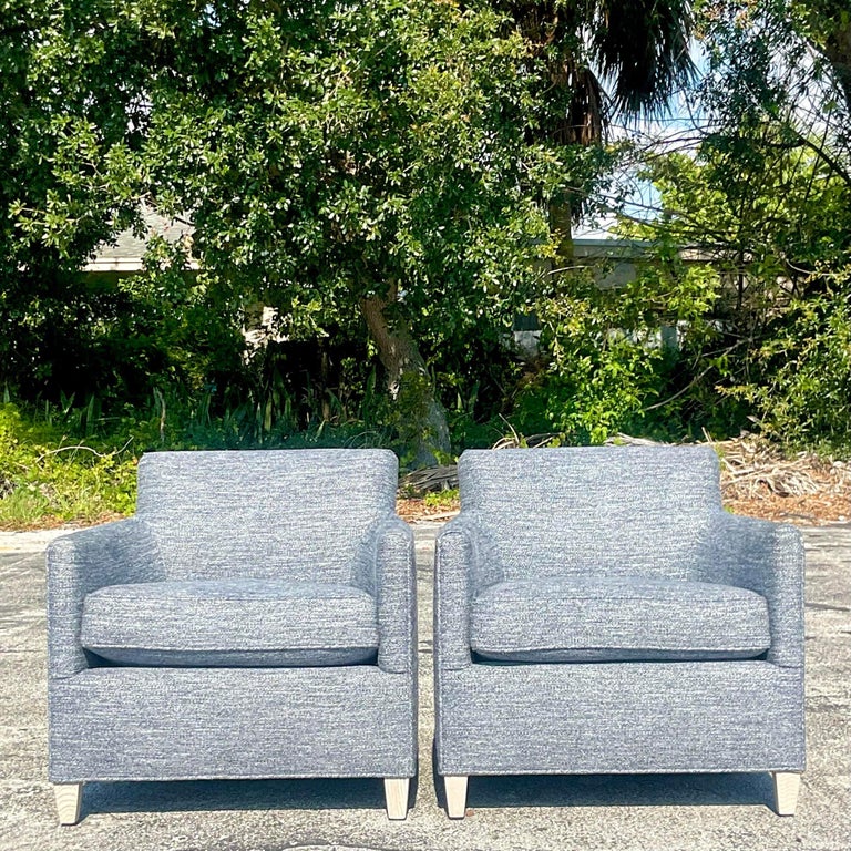 Late 20th Century Vintage Contemporary Custom Boucle Lounge Chairs - a ...
