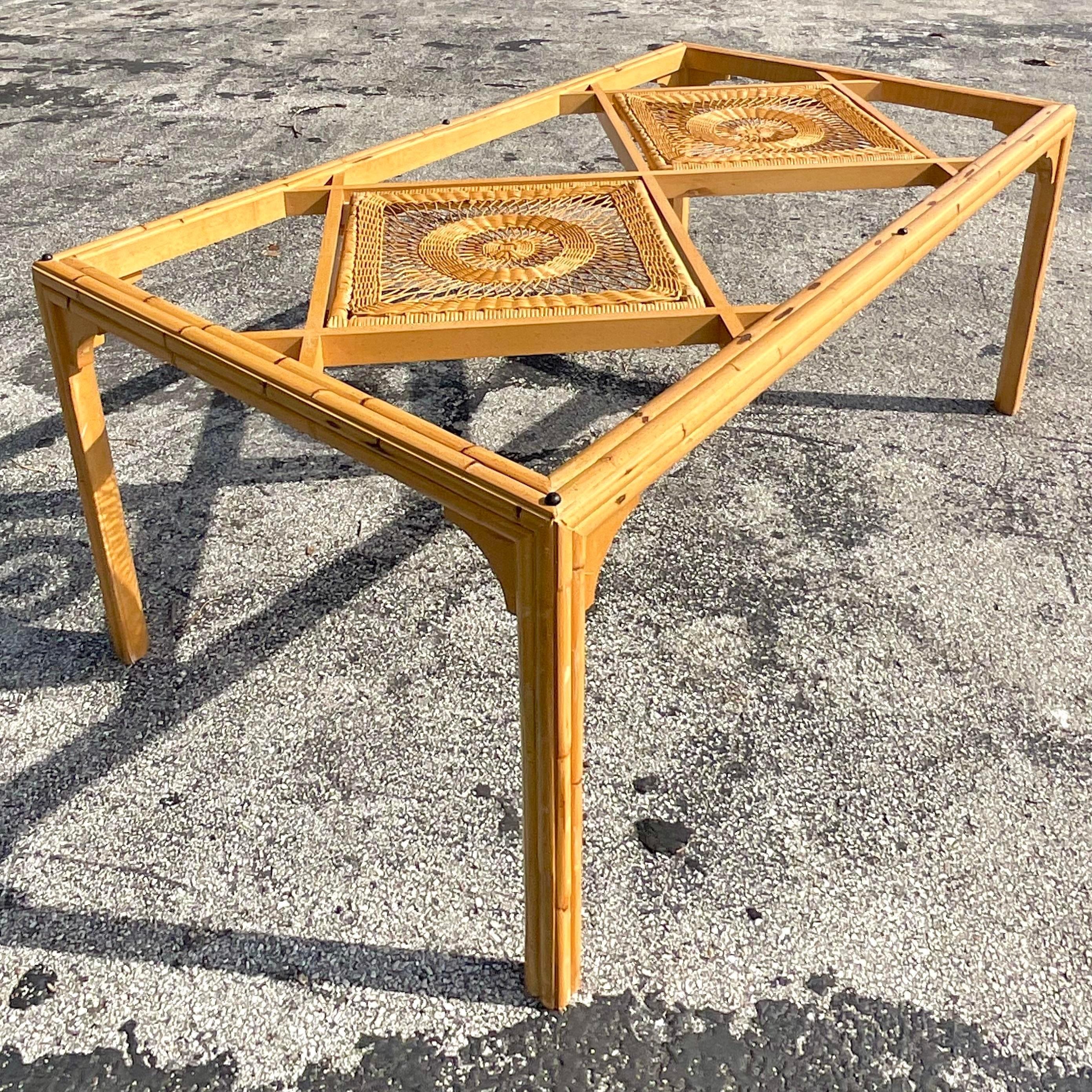 Late 20th Century Vintage Costal Woven Rattan Dining Table For Sale at ...