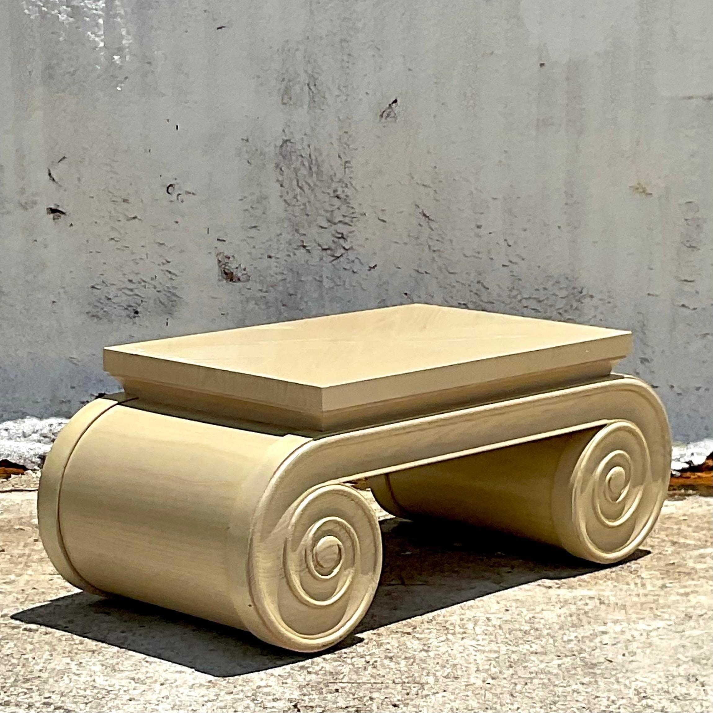 Late 20th Century Vintage Regency Cerused Scroll Coffee Table For Sale ...