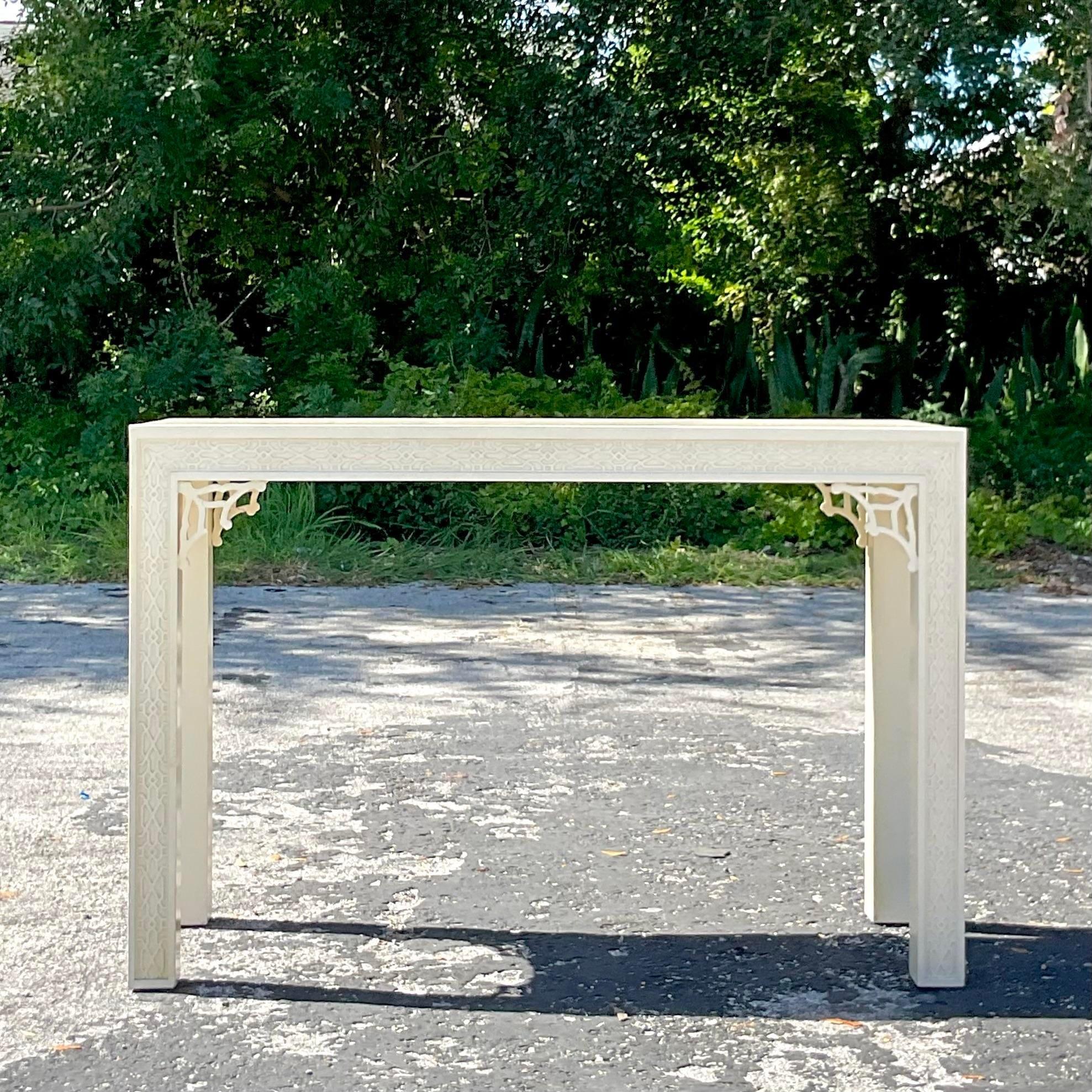 Late 20th Century Vintage Regency Fretwork Console Table For Sale at ...