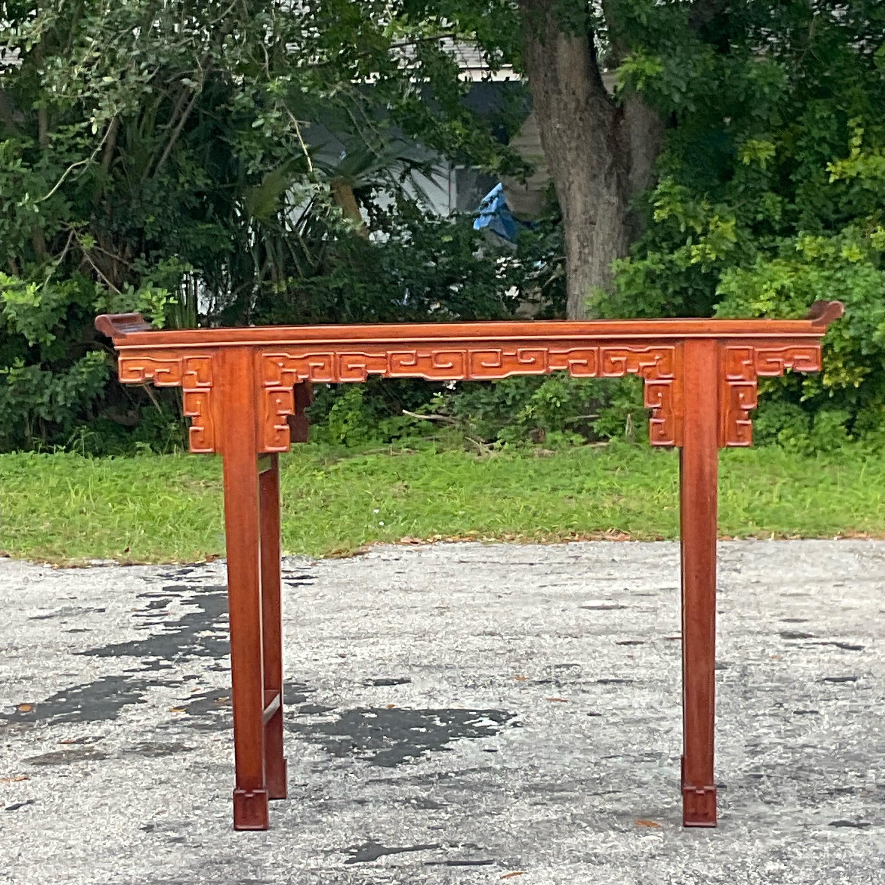 Late 20th Century Vintage Wood Altar Console Table For Sale at 1stDibs