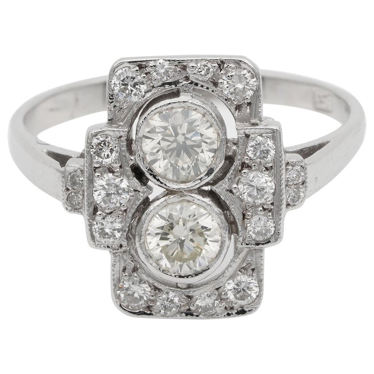Late Art Deco .96 Carat I/J VVS Diamond Twin Ring For Sale at 1stDibs ...