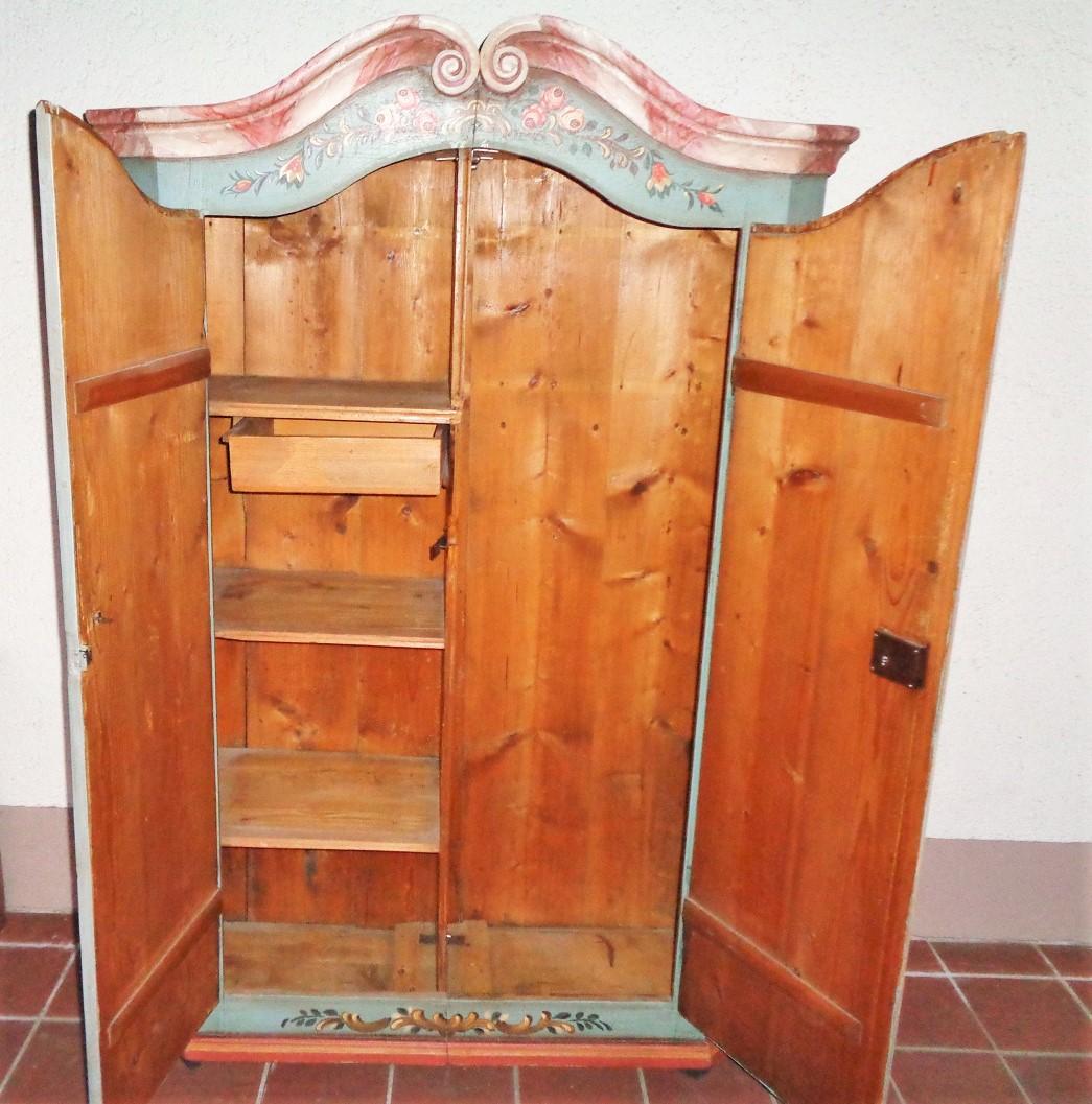 Late Biedermeier Farmers Cabinet with Floral Paintings For Sale at 1stDibs