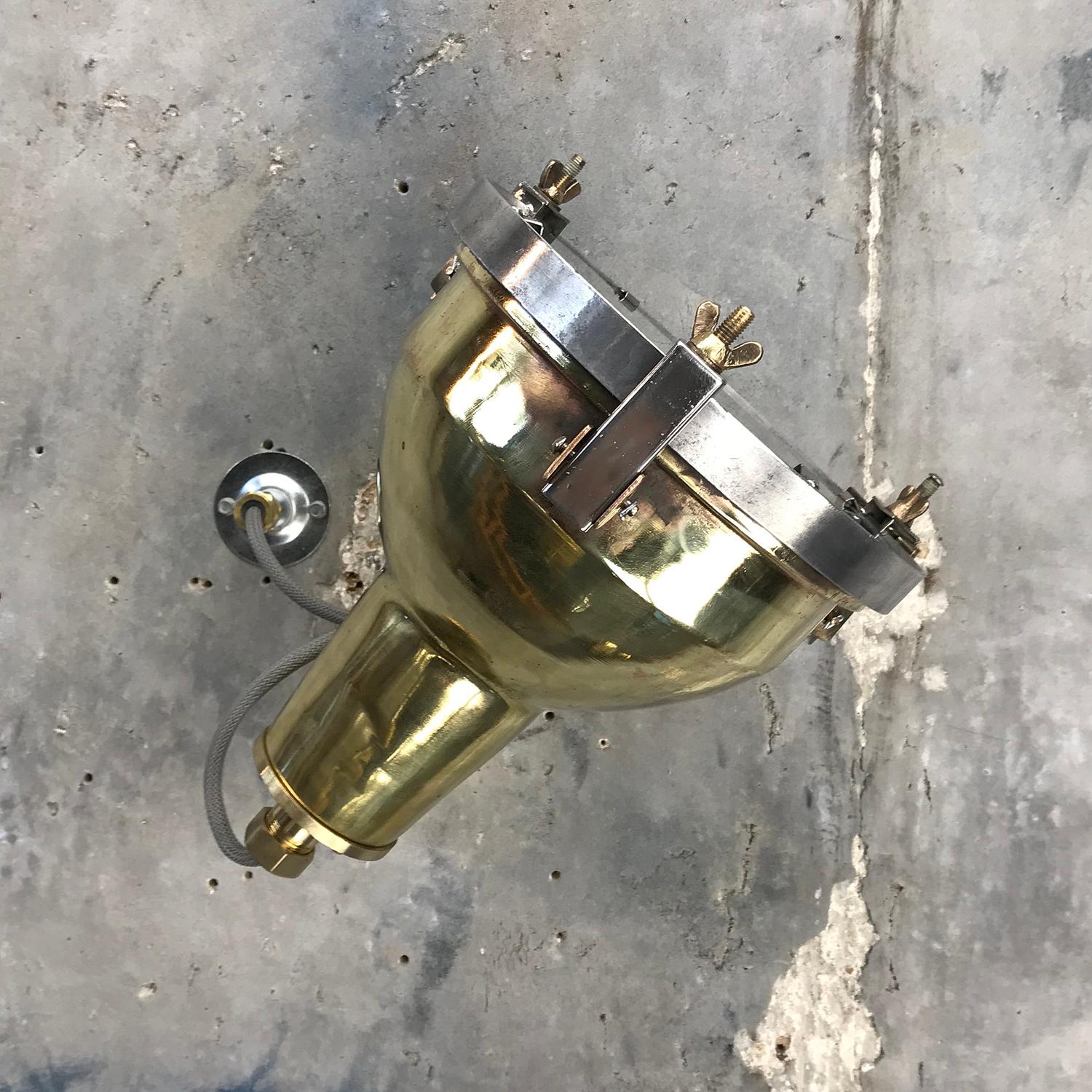 Late Century Cast Brass, Aluminum and Glass Industrial Uplighter or ...