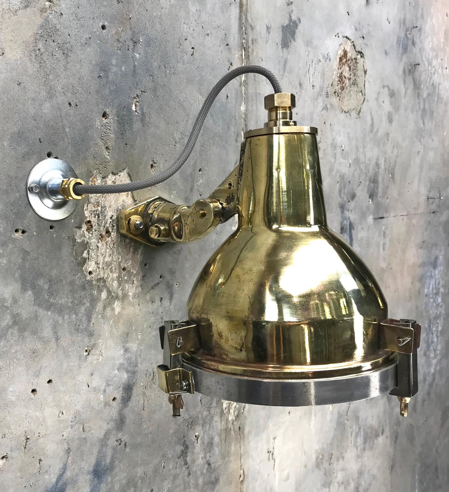 Late Century Cast Brass, Aluminum and Glass Industrial Uplighter or ...