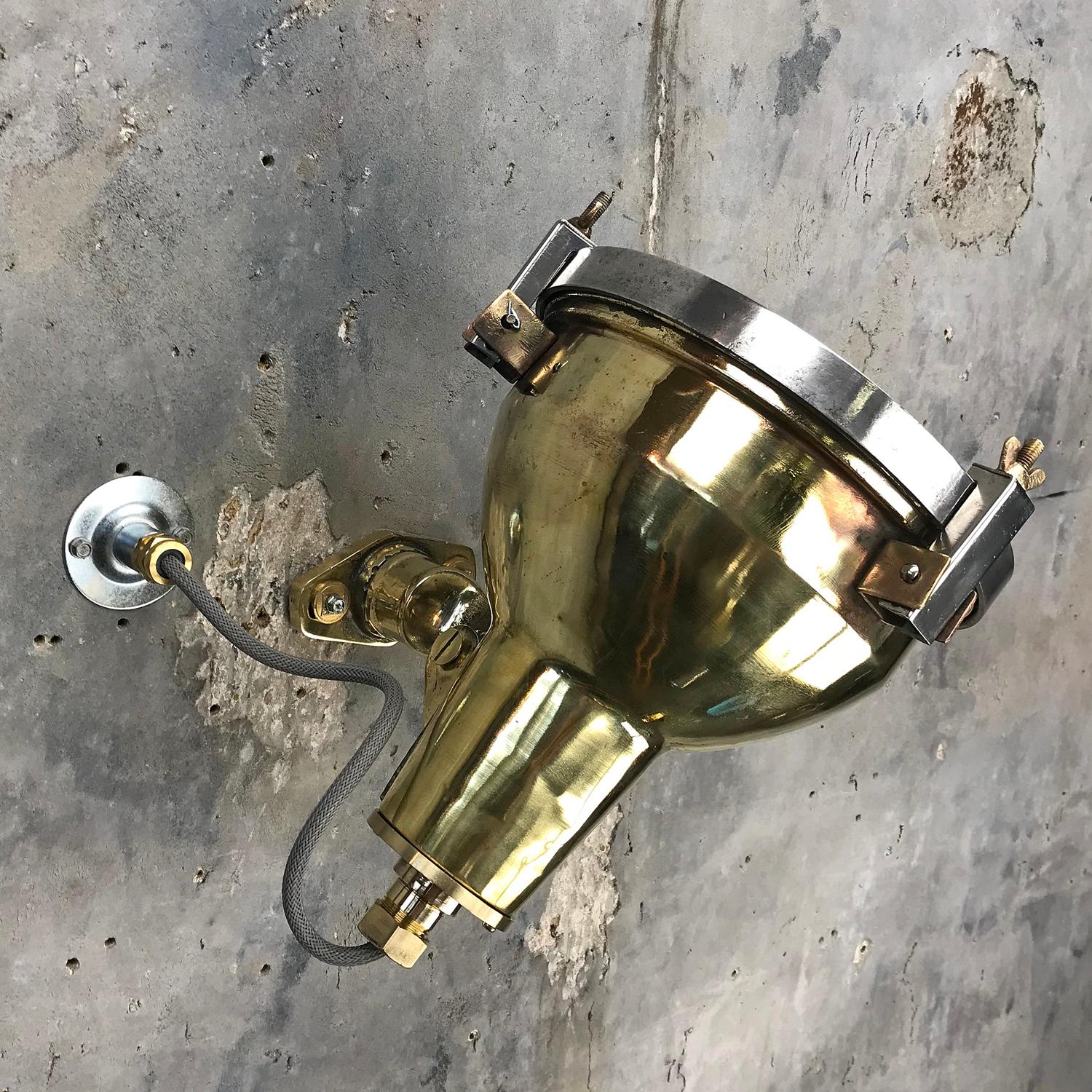 Late Century Cast Brass, Aluminum and Glass Industrial Uplighter or ...