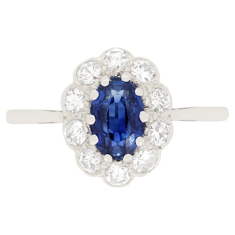 Ring mit 0,90 Karat Saphir und Diamant im späten Deko-Stil, ca. 1930er ...