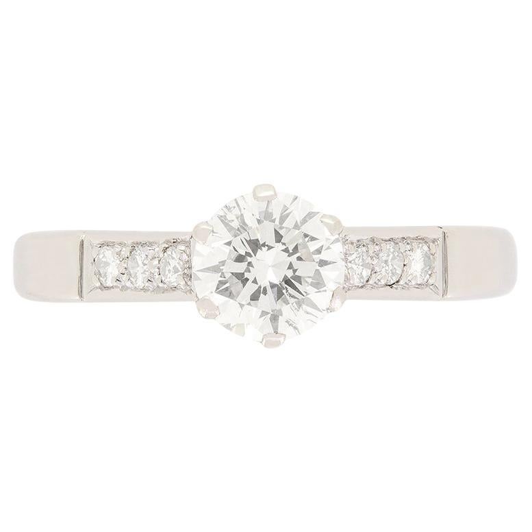 An Art-Deco 0.65ct Old European Cut Diamond Solitaire 18K Gold and Platinum Ring For Sale at 1stDibs