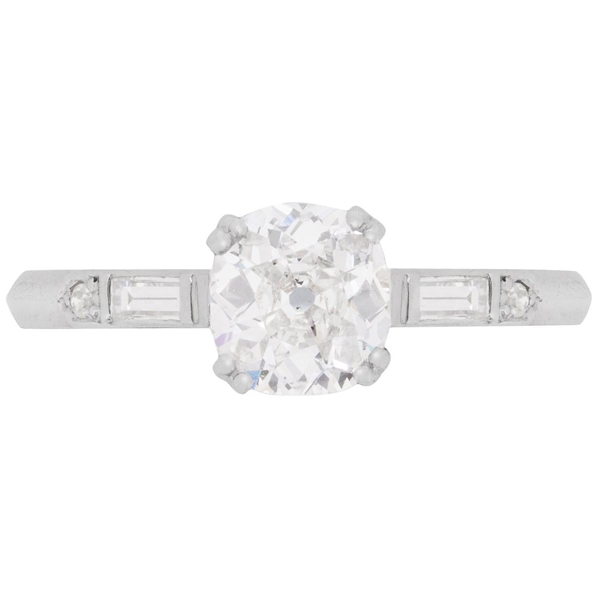 Late Deco 1.10 Carat Diamond Solitaire Engagement Ring, circa 1940s at ...