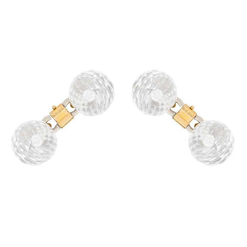 Rock Crystal and Diamond Cufflinks For Sale at 1stDibs