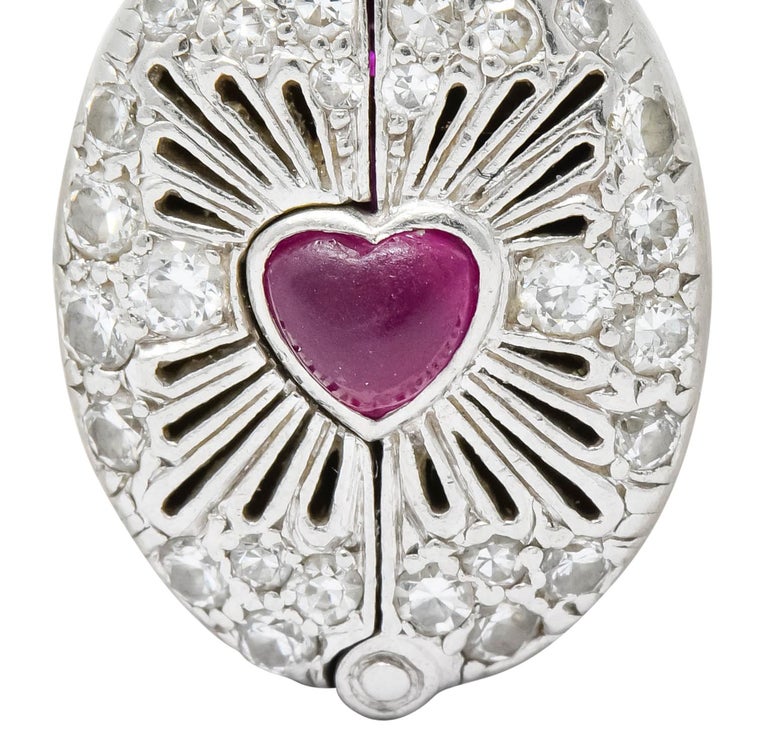 Late Edwardian Ruby Diamond Platinum Sacred Heart Cross Articulated ...