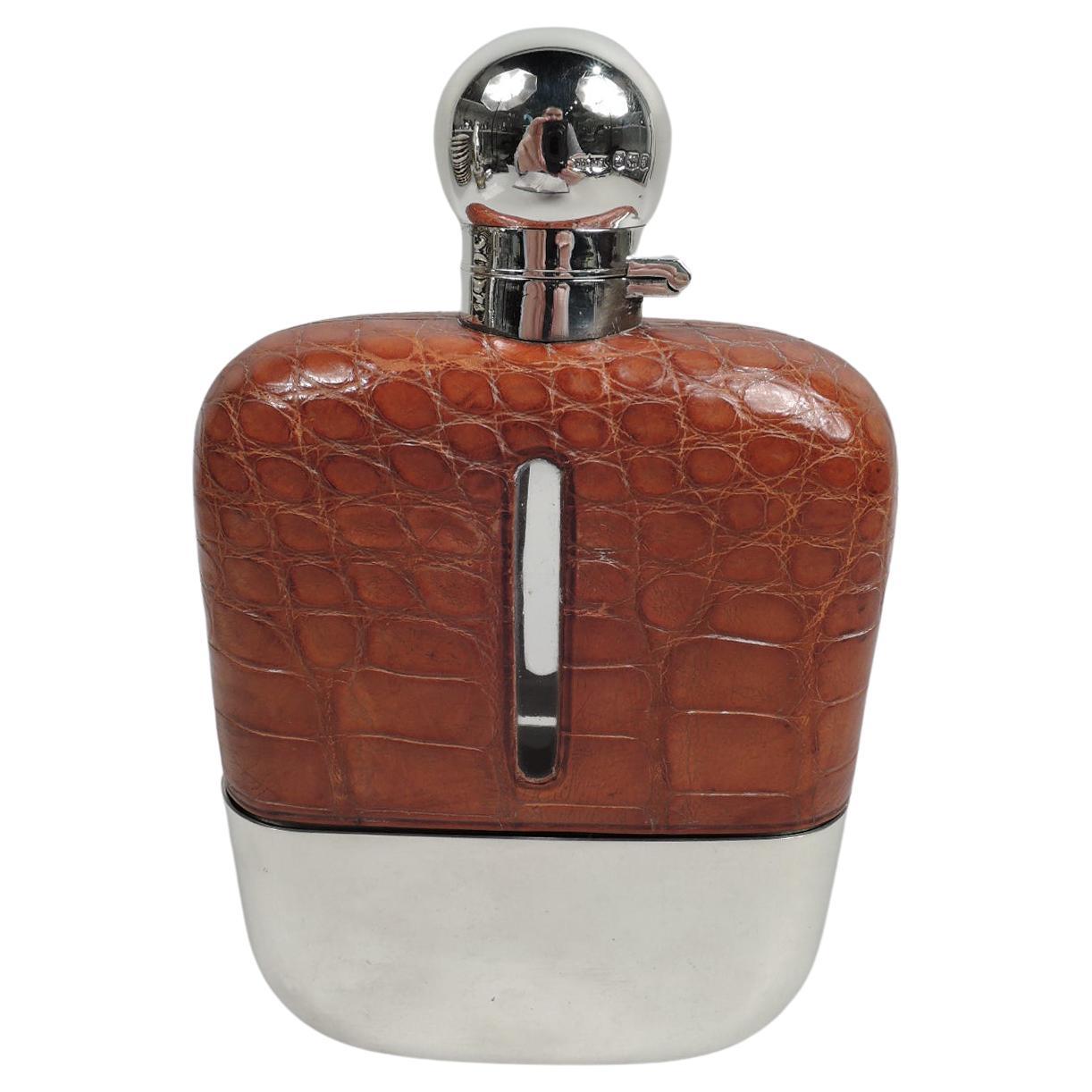 English Leather and Chrome Flask For Sale at 1stDibs