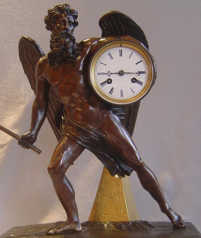 Late Empire Period Clock of Chronos Carrying Away Time For Sale at 1stDibs