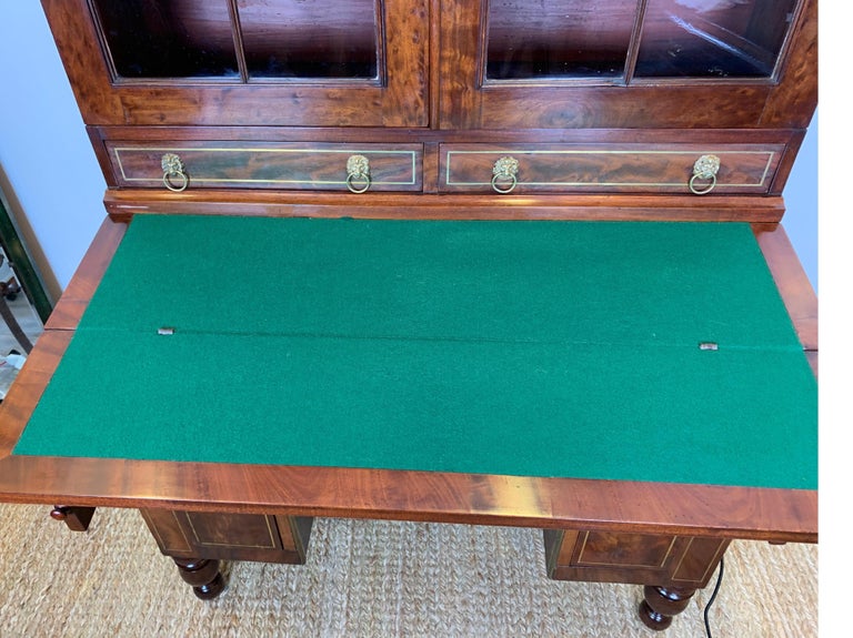 Late Federal Desk and Bookcase in Walnut with Brass Inlay, 1820-1830 ...