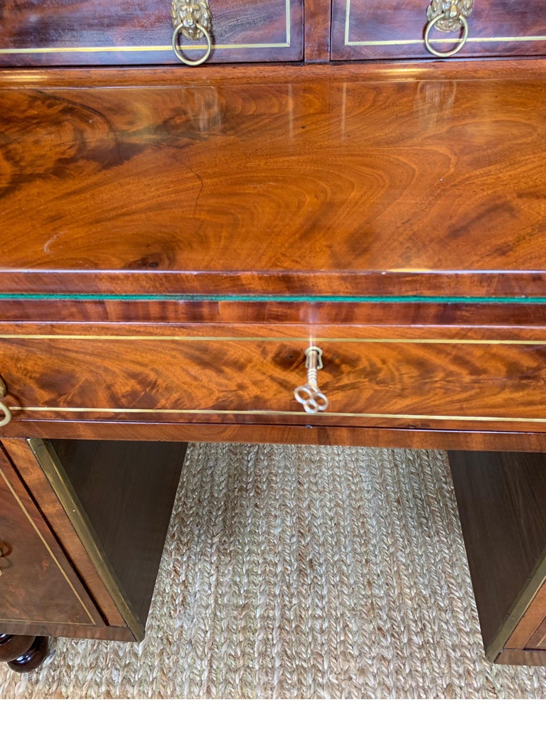Late Federal Desk and Bookcase in Walnut with Brass Inlay, 1820-1830 ...