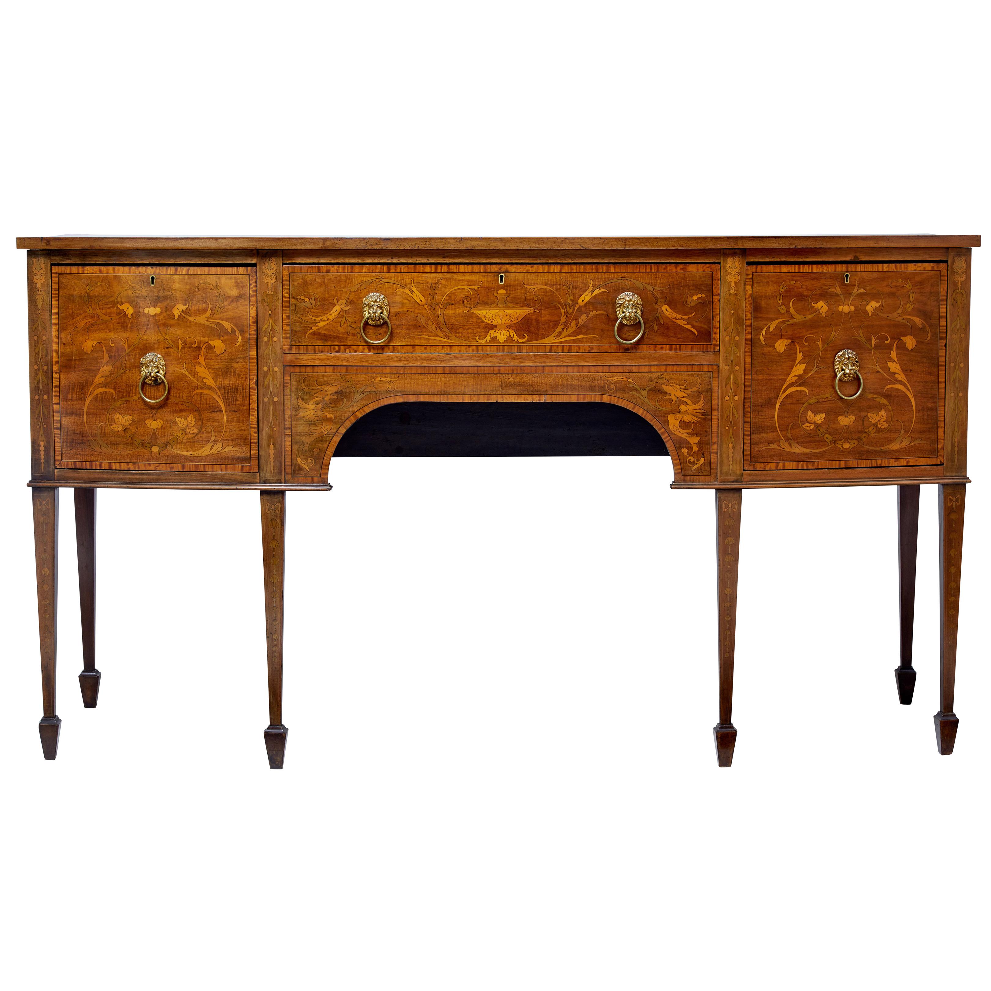 Late George III Inlaid Mahogany Bow Front Sideboard at 1stDibs