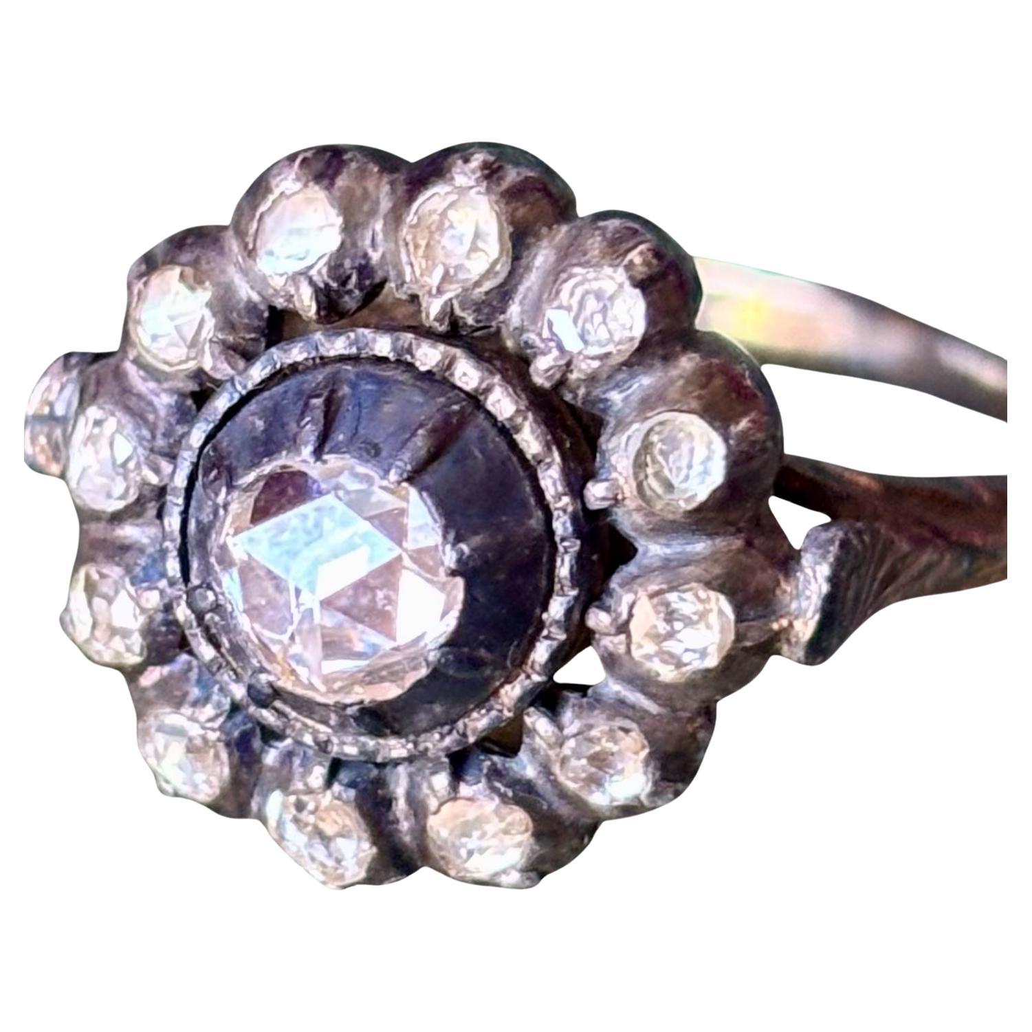 Late Georgian Cluster Ring with Rose - Cut Diamonds Circa 1790 For Sale ...