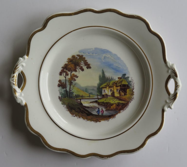 Late Georgian John Ridgway Pair of Porcelain Plates Hand Painted Ptn ...