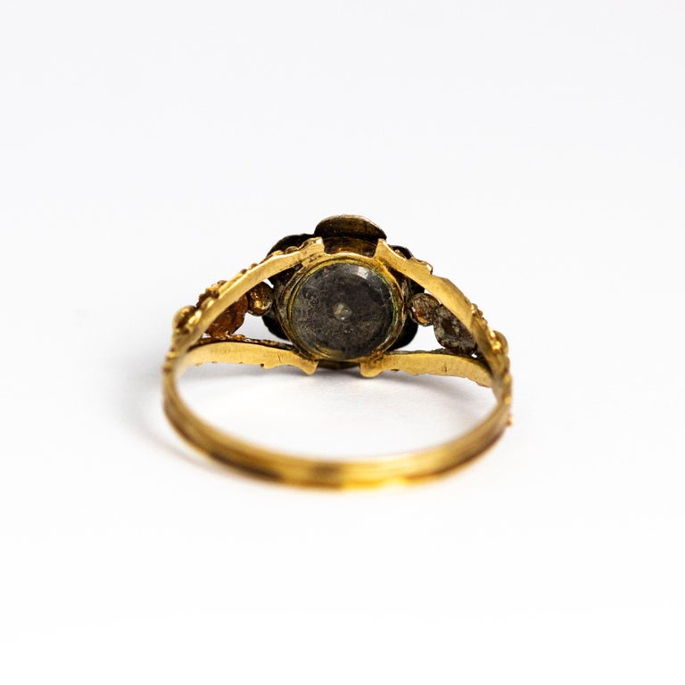 Late Georgian Pearl and Diamond 15 Carat Cluster Locket Back Ring at ...