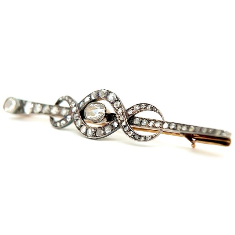 Late Georgian Rose Cut Diamond Silver 14k Rose Gold Foil Back Brooch ...