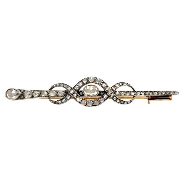 Late Georgian Rose Cut Diamond Silver 14k Rose Gold Foil Back Brooch ...