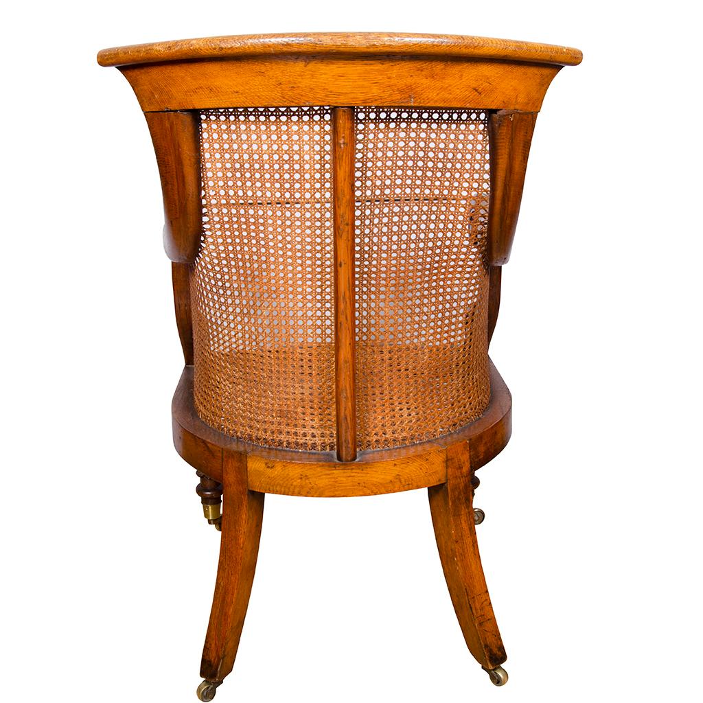 Late Regency Oak and Caned Tub Chair For Sale at 1stDibs