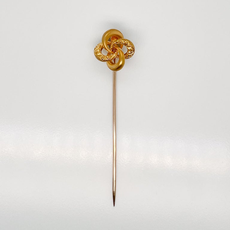 Late Victorian 10 Karat Gold Love Knot Stick Pin at 1stDibs