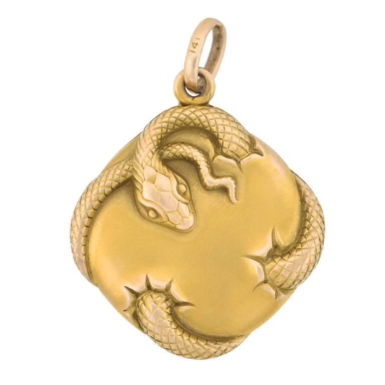 Late Victorian 14 Karat Doubled Sided 0.20 Total Carat Diamond Snake ...