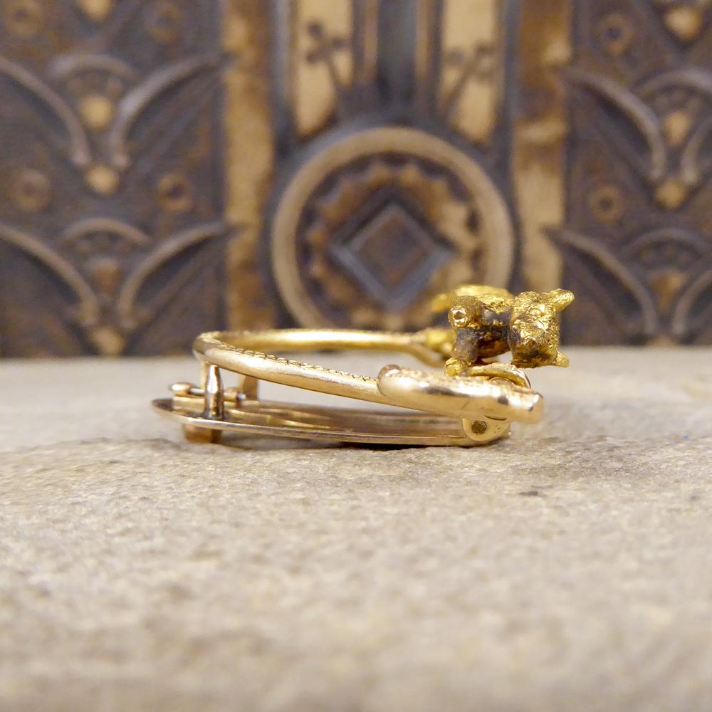 Late Victorian 15 Carat Yellow Gold Fox Brooch with 9 Carat Yellow Gold ...