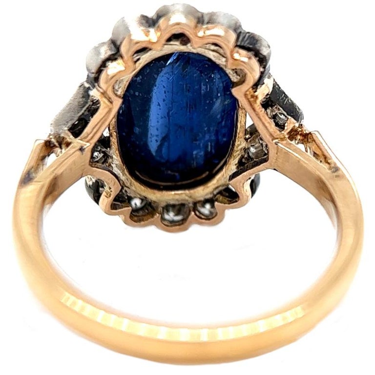 Late Victorian 5.80 Carat Sapphire Diamond 18K Yellow Gold Silver ...