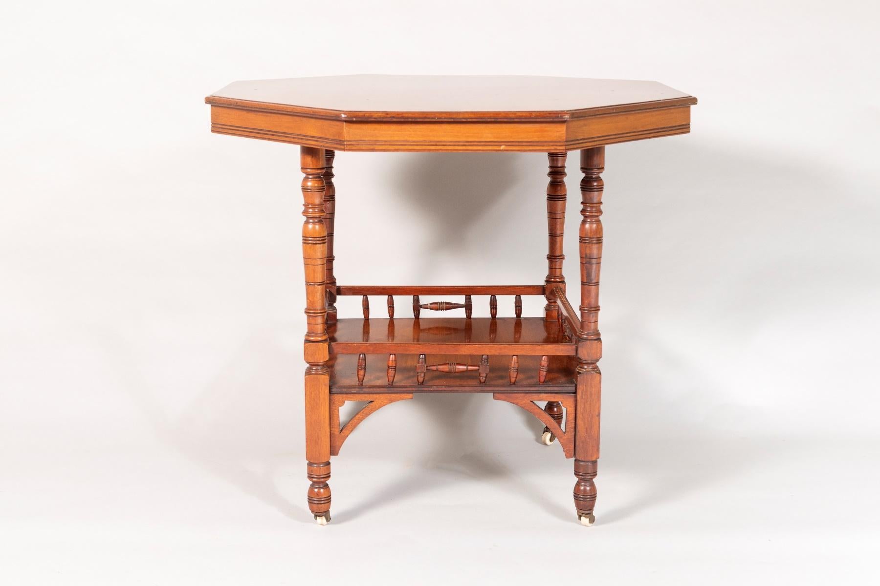 Late Victorian Aesthetic Movement Octagonal Walnut Window Table or Side ...