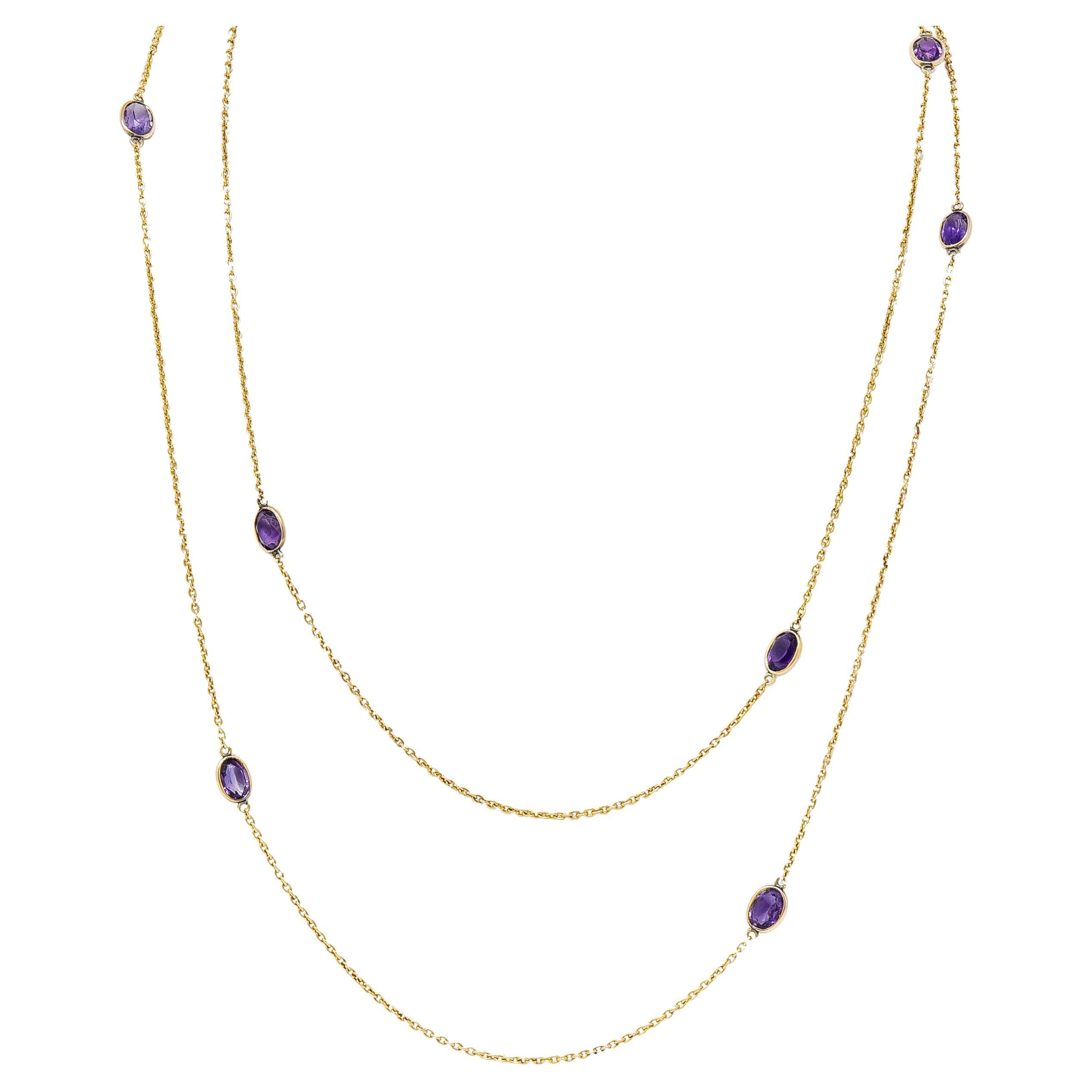 Antique Amethyst Chain Necklaces - 181 For Sale at 1stDibs