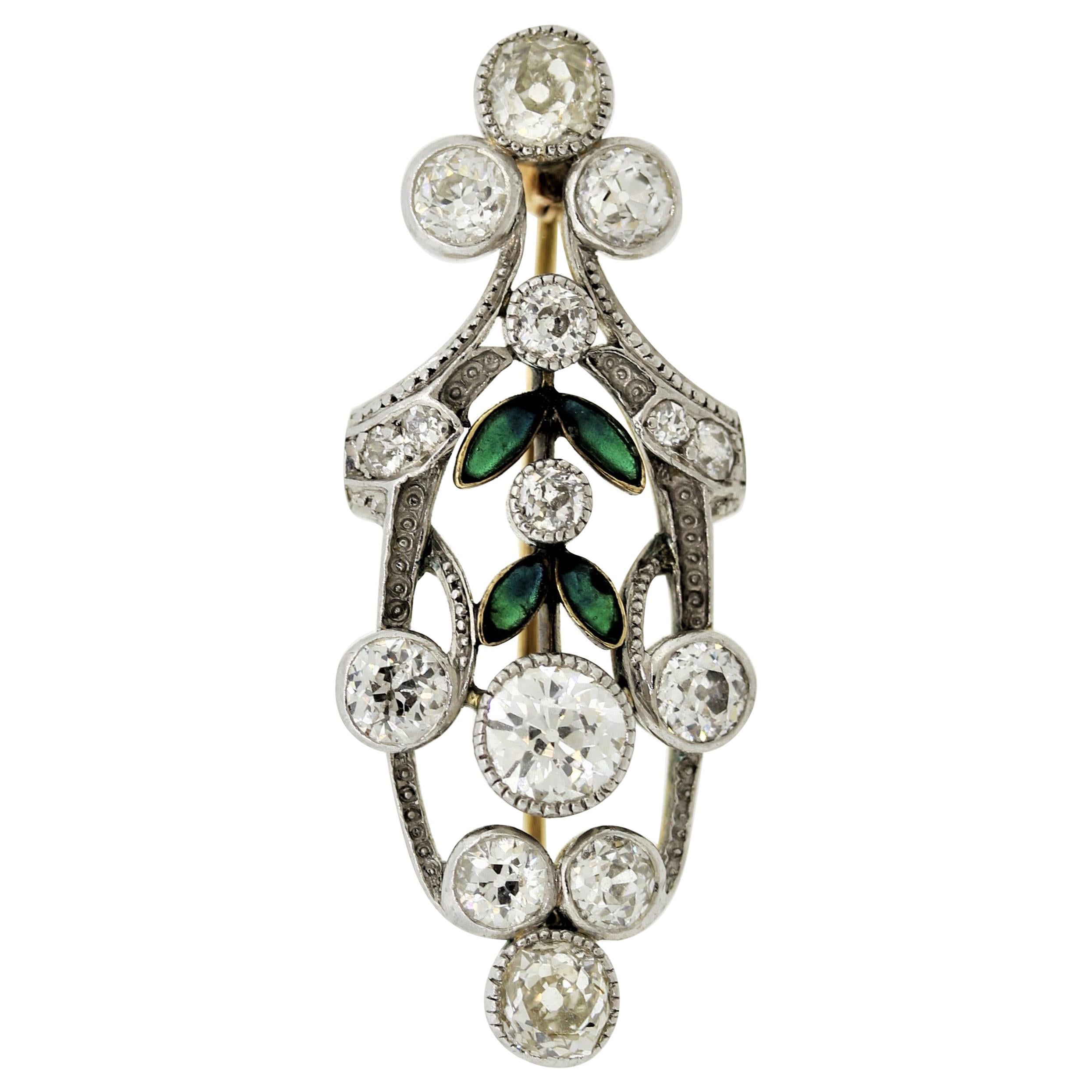 Victorian Silver-Topped Gold and Diamond Brooch For Sale at 1stDibs