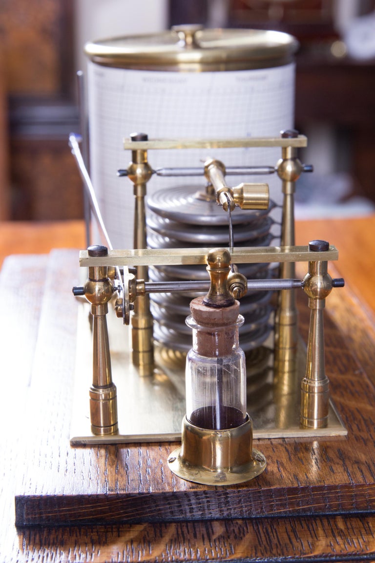 Late Victorian Carved Oak Barograph at 1stDibs
