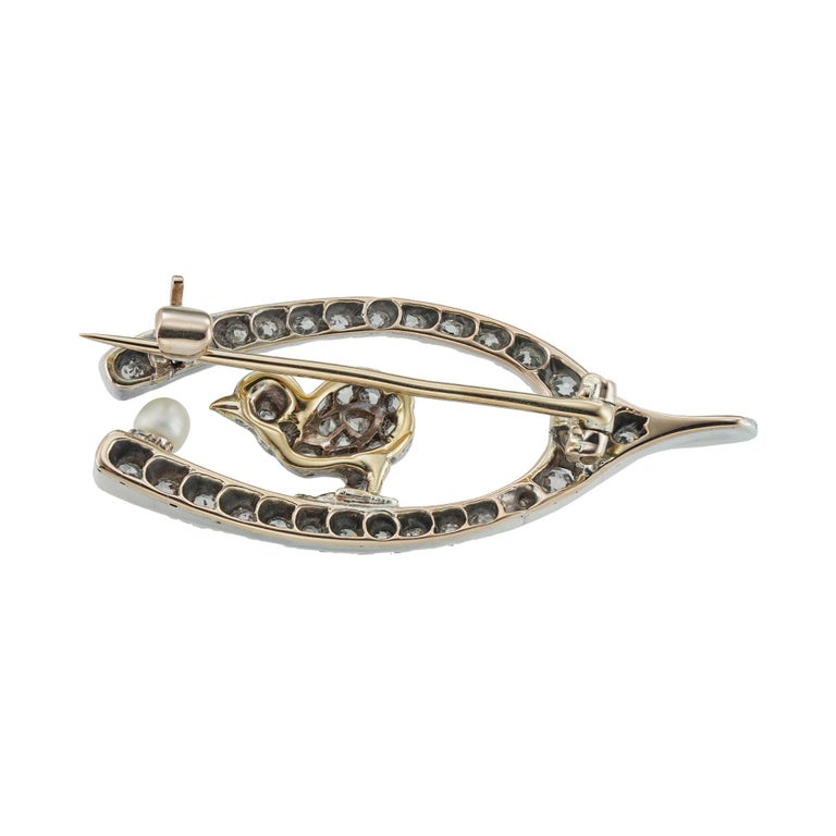Late Victorian Chick and Wishbone Brooch For Sale at 1stDibs