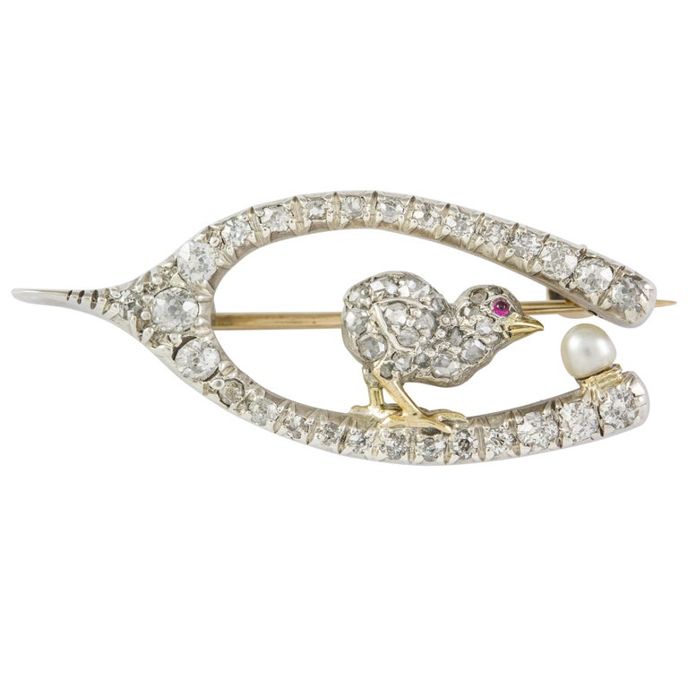 Late Victorian Chick and Wishbone Brooch For Sale at 1stDibs