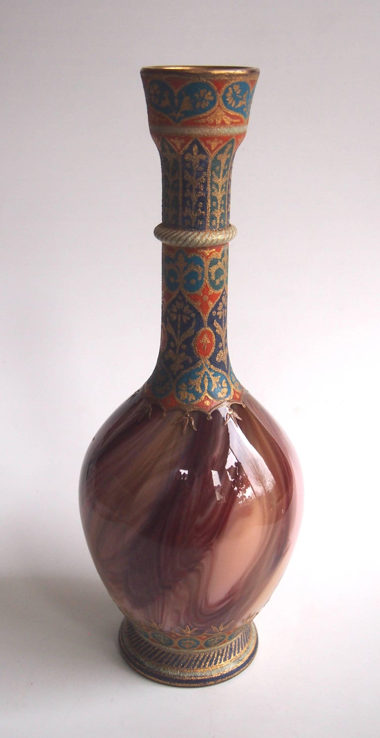Late Victorian Bohemian Enamel and Gilded Islamic Style Loetz Carneol ...