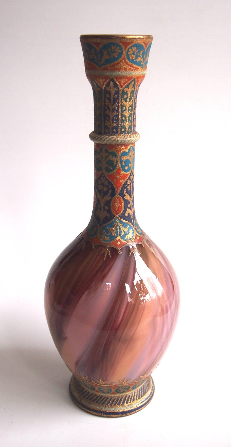 Late Victorian Bohemian Enamel and Gilded Islamic Style Loetz Carneol ...