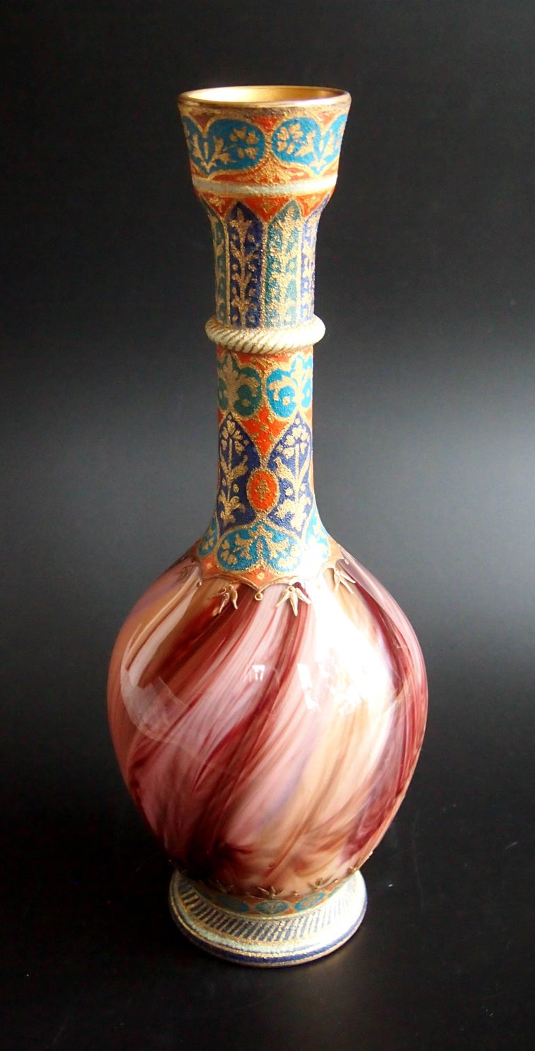 Late Victorian Bohemian Enamel and Gilded Islamic Style Loetz Carneol ...