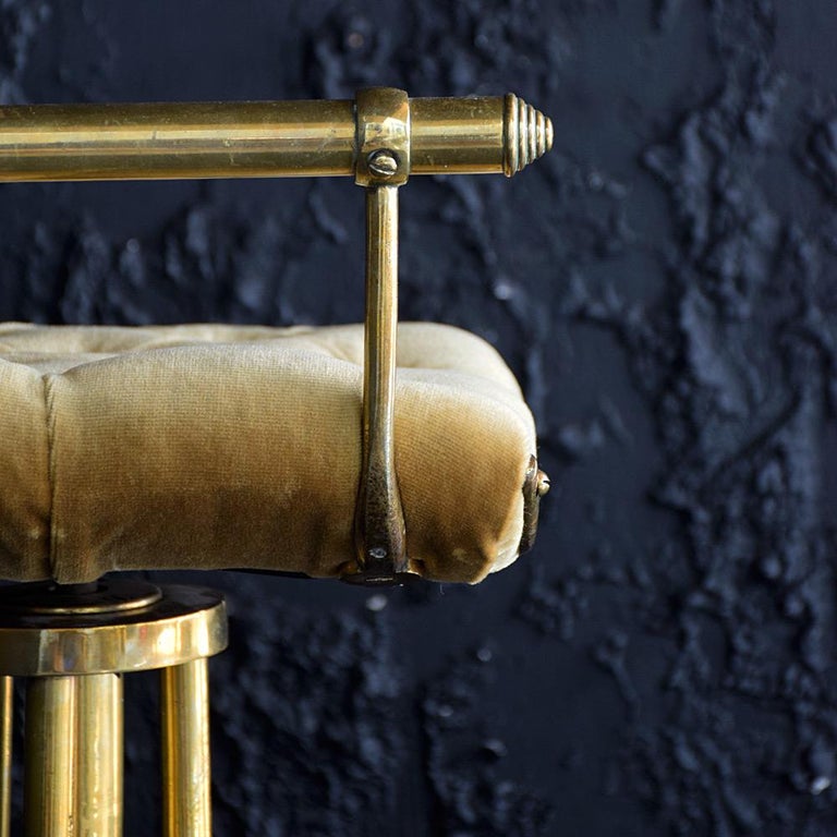 Late Victorian English Piano Brass and Velvet Cello Stool at 1stDibs