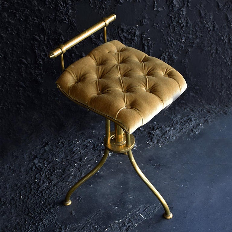 Late Victorian English Piano Brass and Velvet Cello Stool at 1stDibs