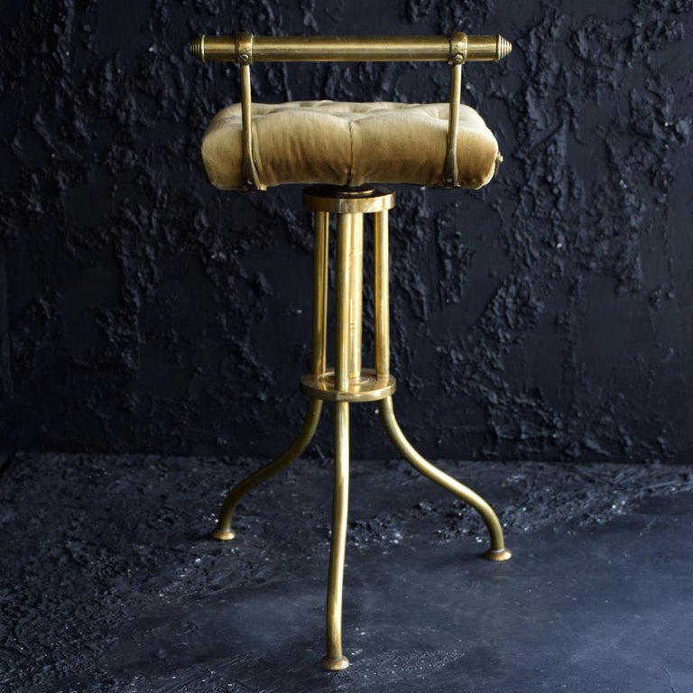 Late Victorian English Piano Brass and Velvet Cello Stool at 1stDibs