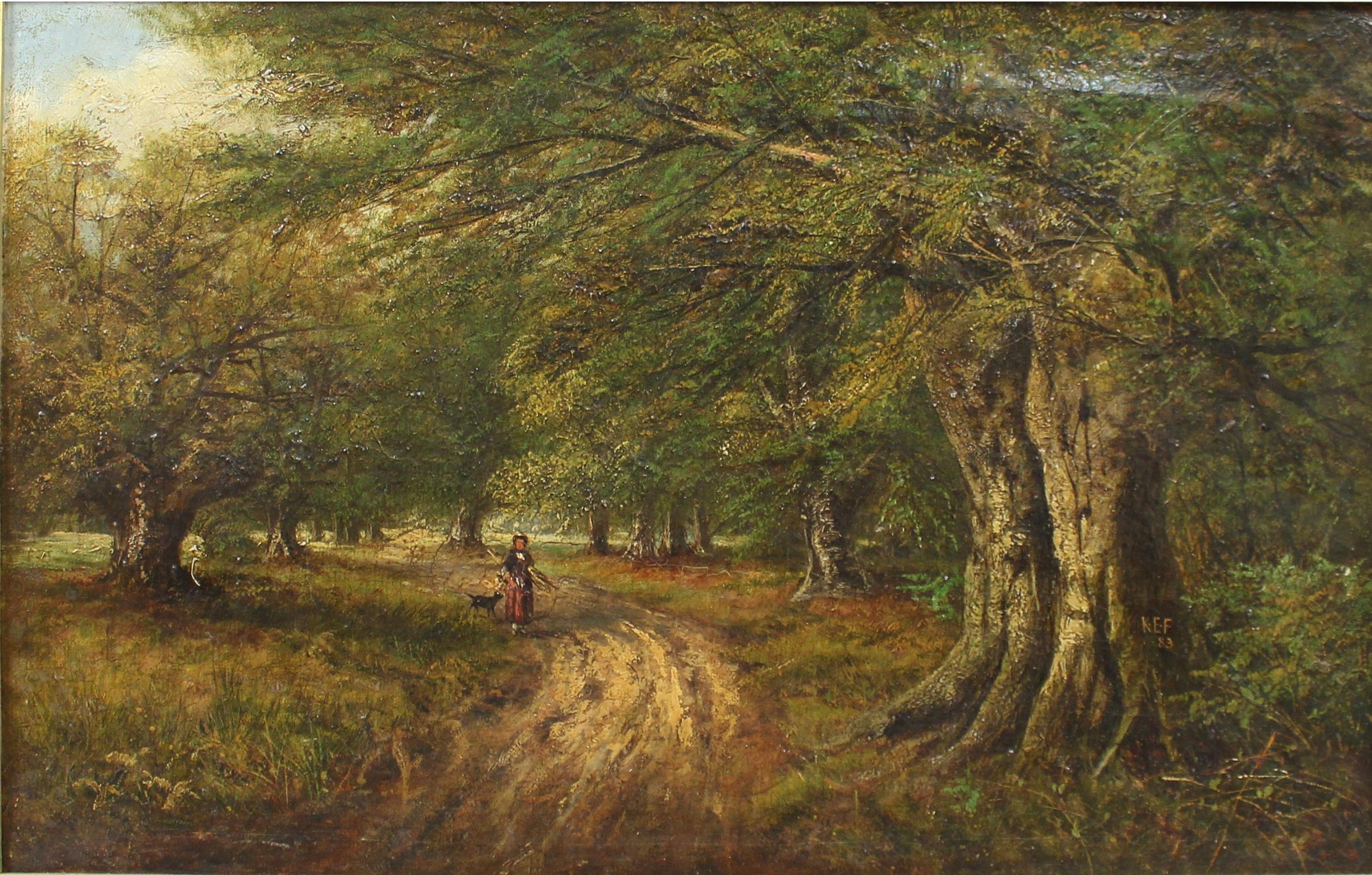 Late Victorian Forest Landscape Oil on Canvas For Sale at 1stDibs